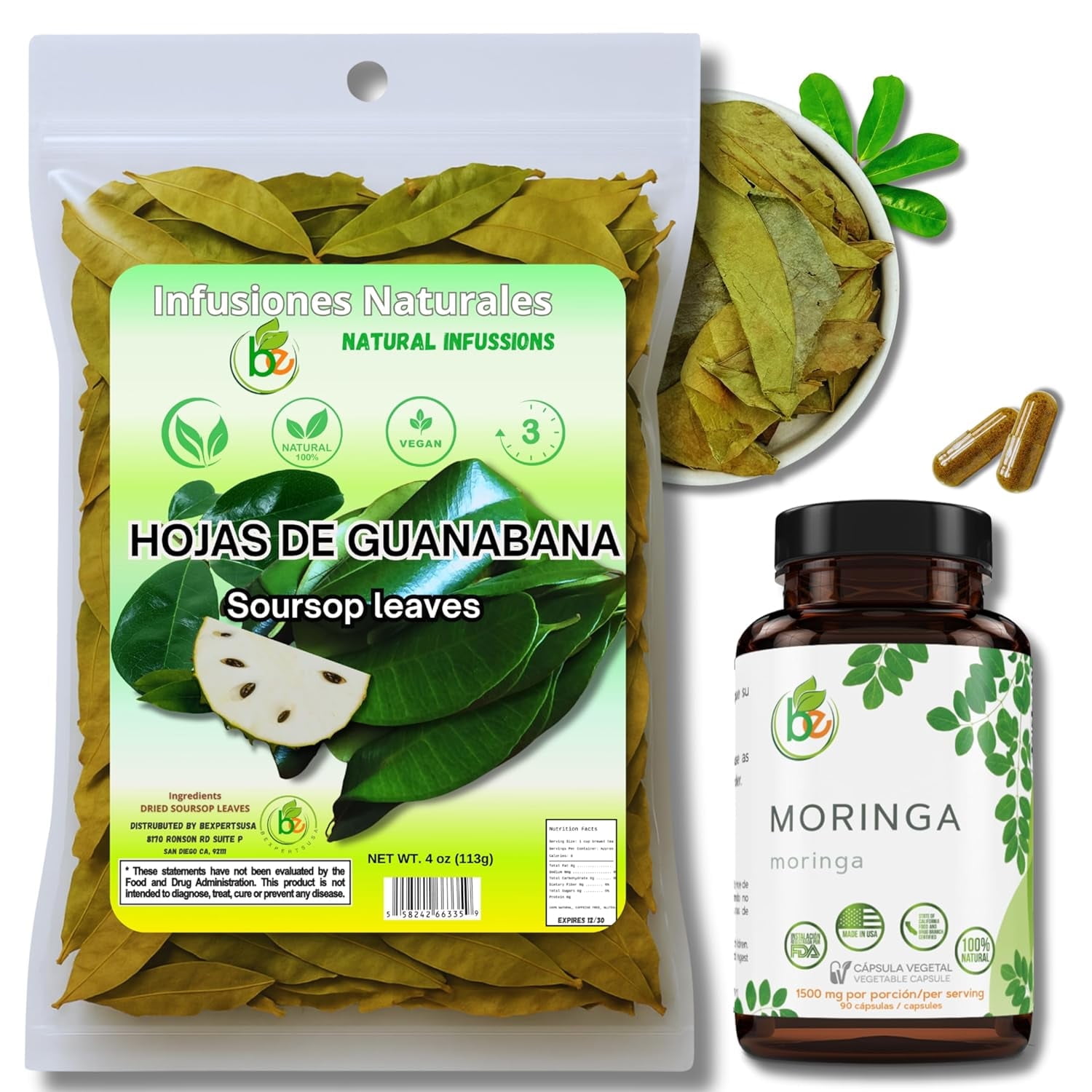 Guanábana Hoja Seca Té (Dried Soursop Leaves Tea) Combo, 4 oz Bag ...