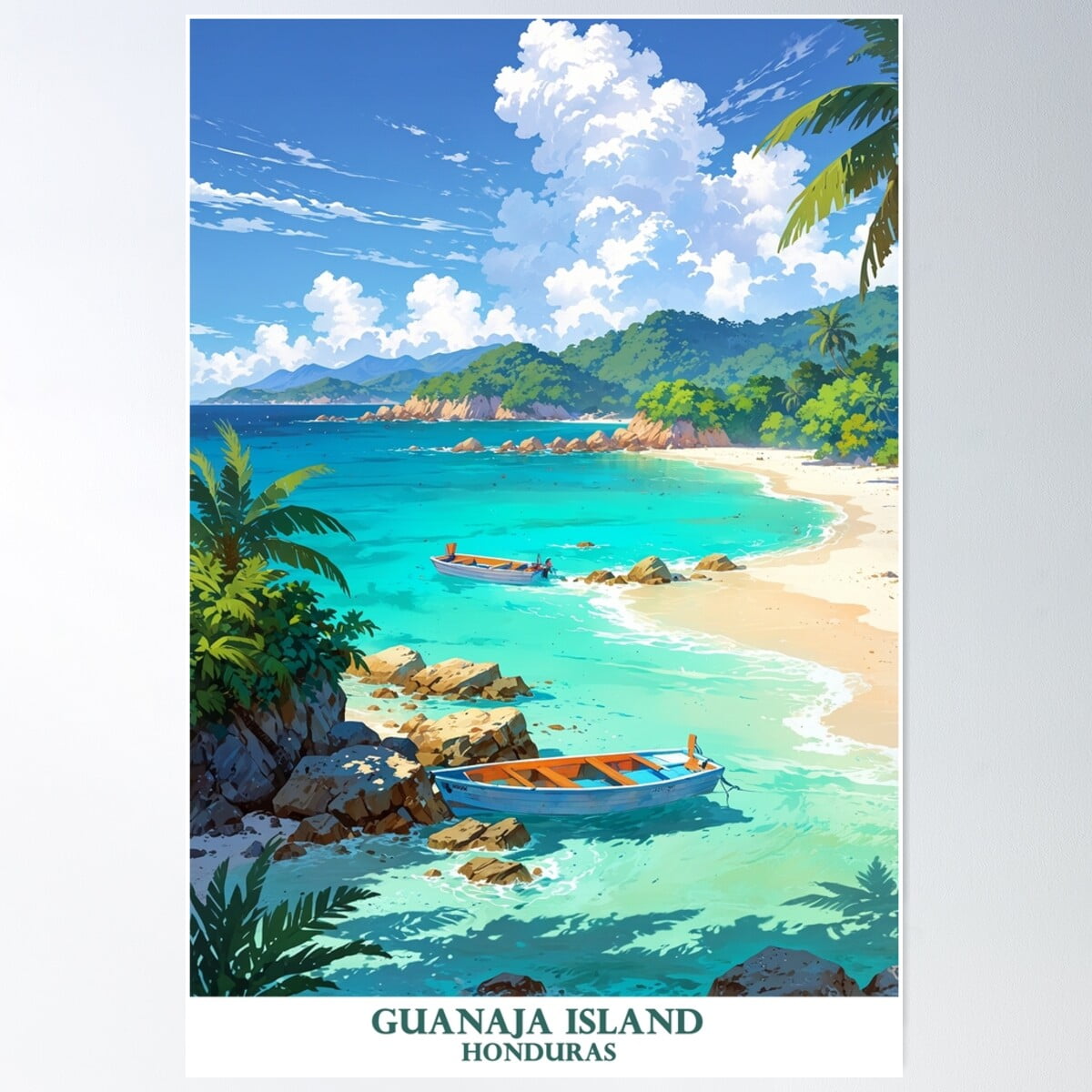 Guanaja Island, Honduras Poster Wall Art, Modern Wall Decor For Living ...