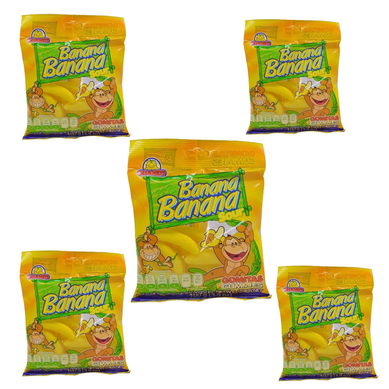 Guandy Gummy Banana Candy, Banana Flavor, 5 x 3.5 oz Bag, (Pack of 5 ...