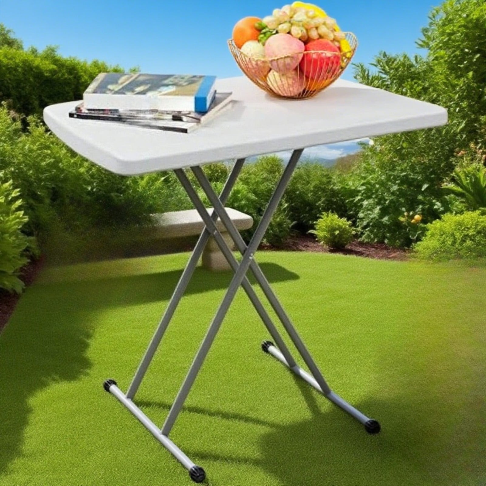 Guang Sheng Pu Adjustable Small Folding Table 13.8in-28in Height HDPE ...