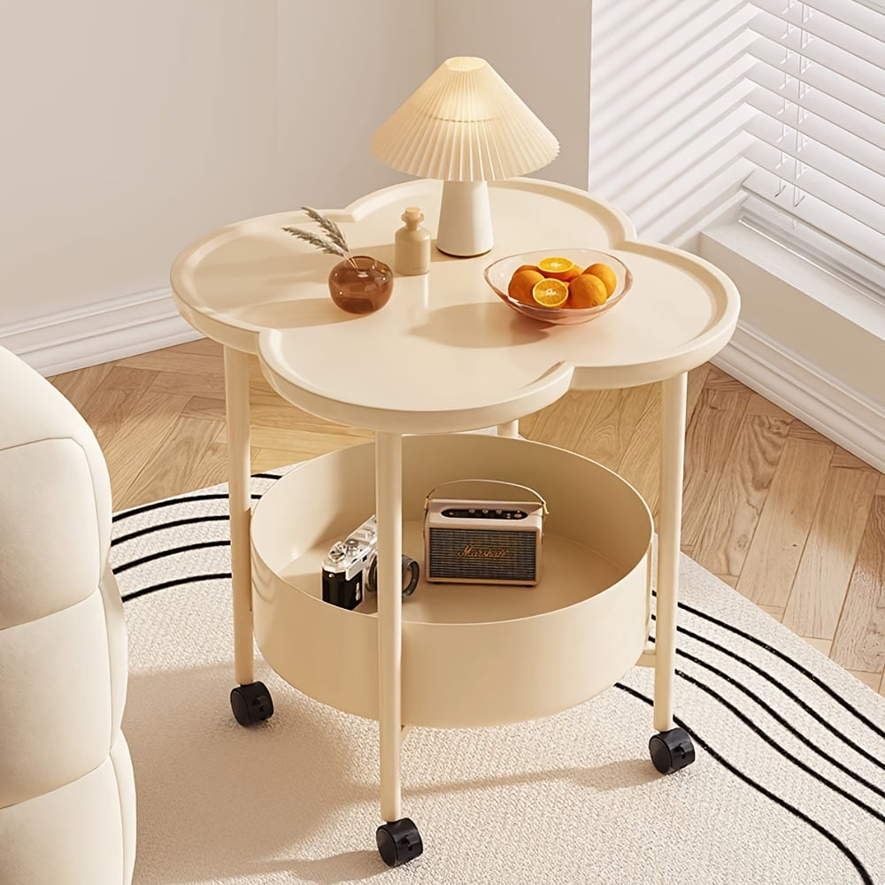 Guang shengpu Classic 2-Tier Rolling Sofa Side Table, Modern Plastic ...