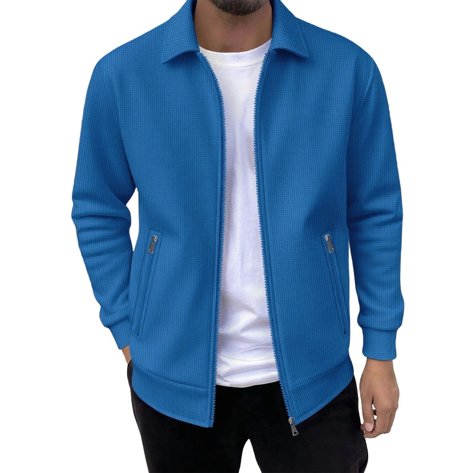 GuangCheng George Men Textured Zip Up Jackets Soft Comfort Casual ...