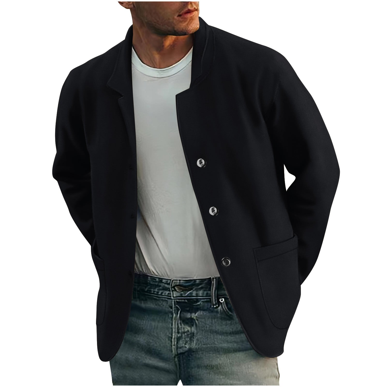 GuangCheng George Mens Solid Knit Jackets,Lightweight,Casual,Button Up ...