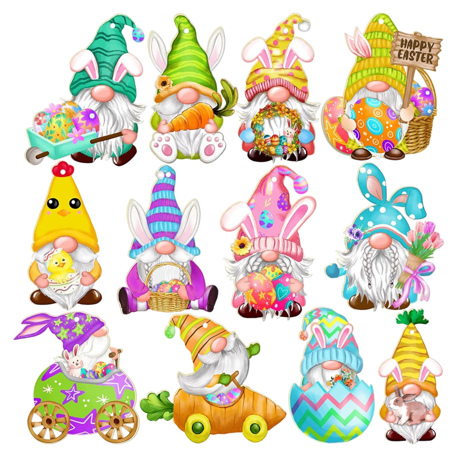 GuangLan 24pcs Easter Wooden Dwarf Hanging Ornaments With Rope Dwarf ...