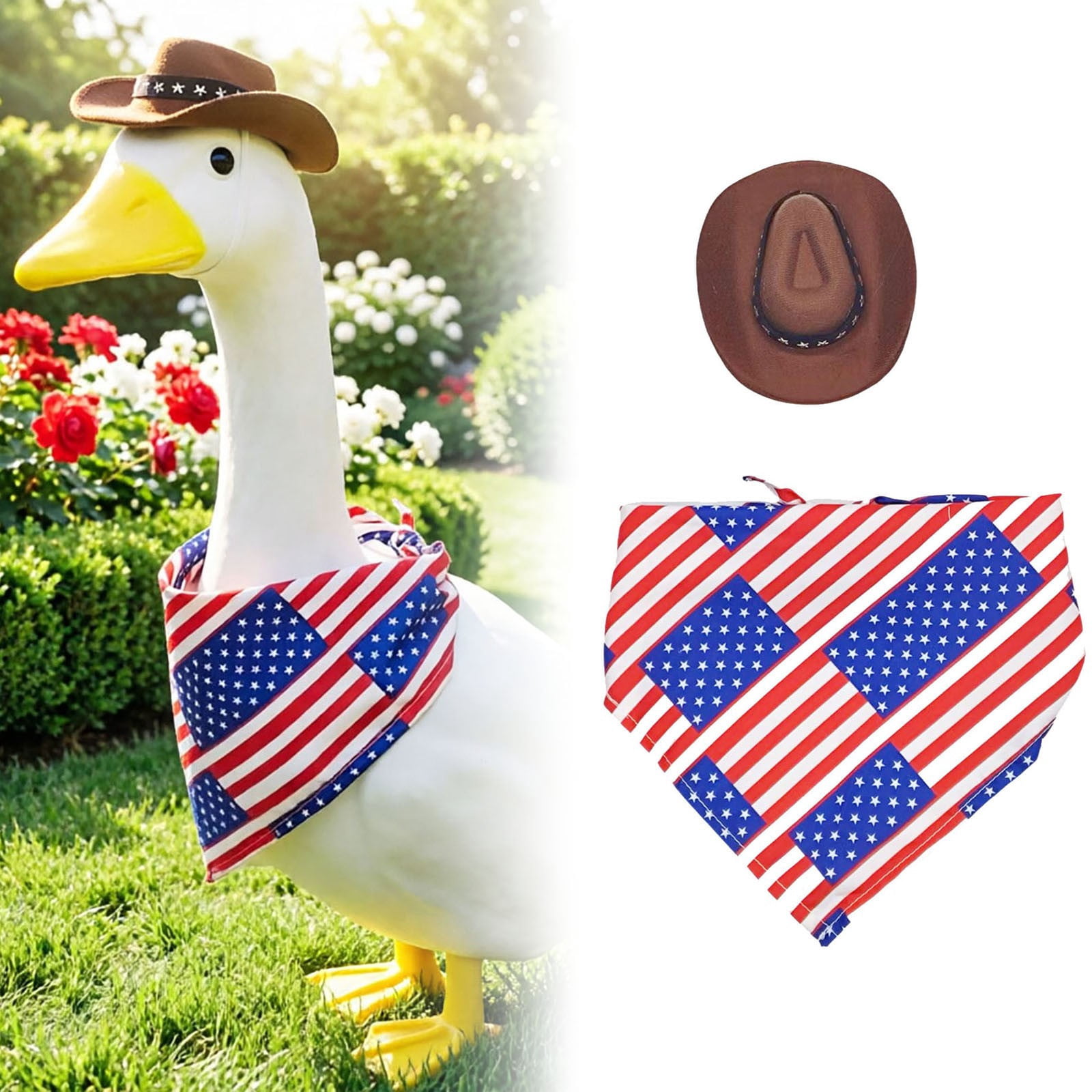 Guanglv Independence Day Porch Goose Outfit 23 Inch White Goose Holiday ...