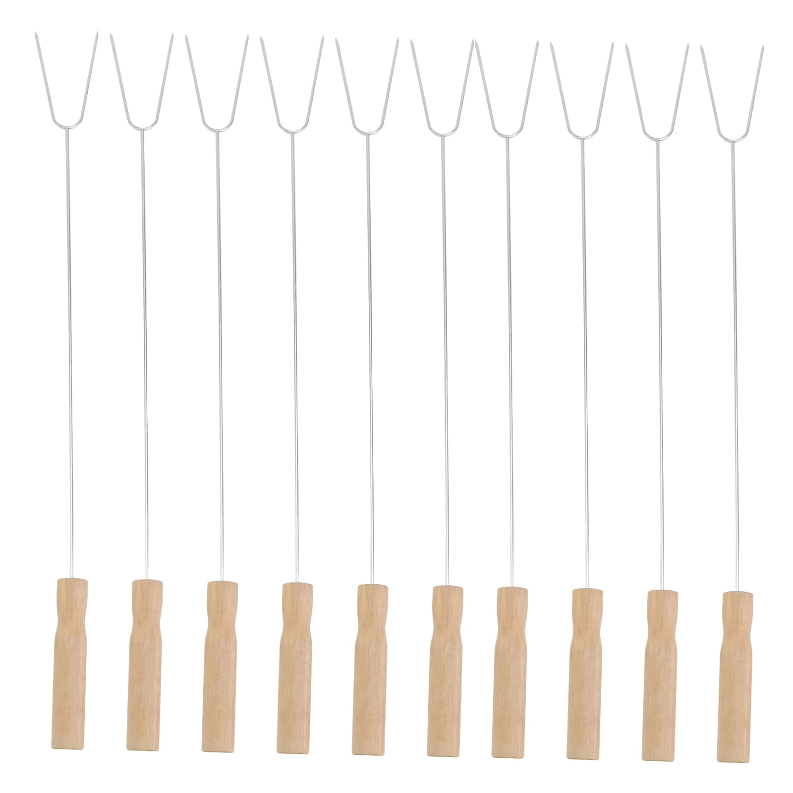 DEMACRIO Barbecue Fork Khaki 15Pcs 19.8X1.8X0.8In Stainless Steel Wood ...