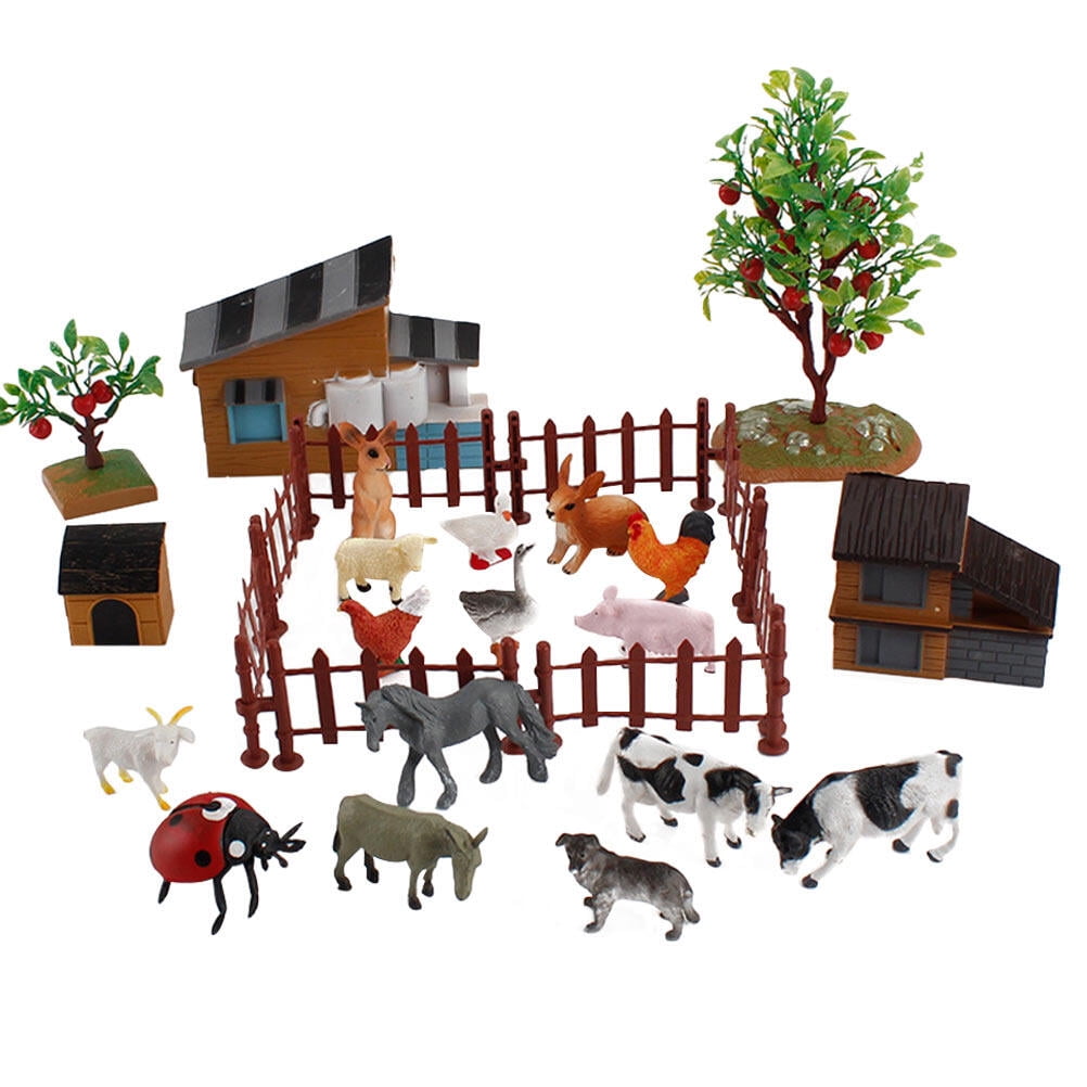 Guangmc 28pc Farm Miniatures Farm Set for Toddlers and Kids - Walmart.com