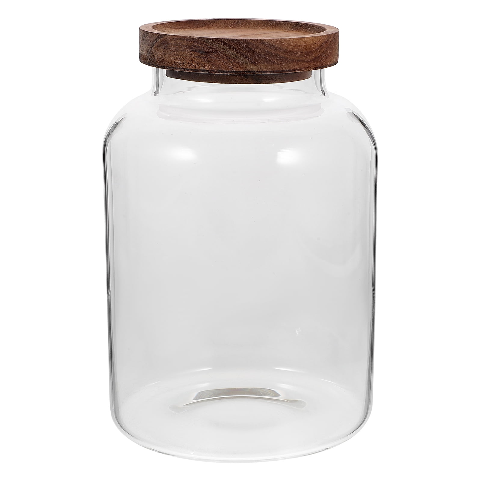 Guangmc 2L Glass Jar with Wooden Lid - Airtight Tea Canister & Food ...