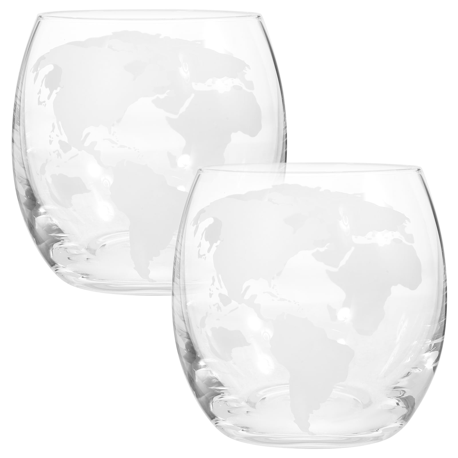 Guangmc 2Pcs Globe Whiskey Glasses World Map Clear Drinking Cups 450ml ...