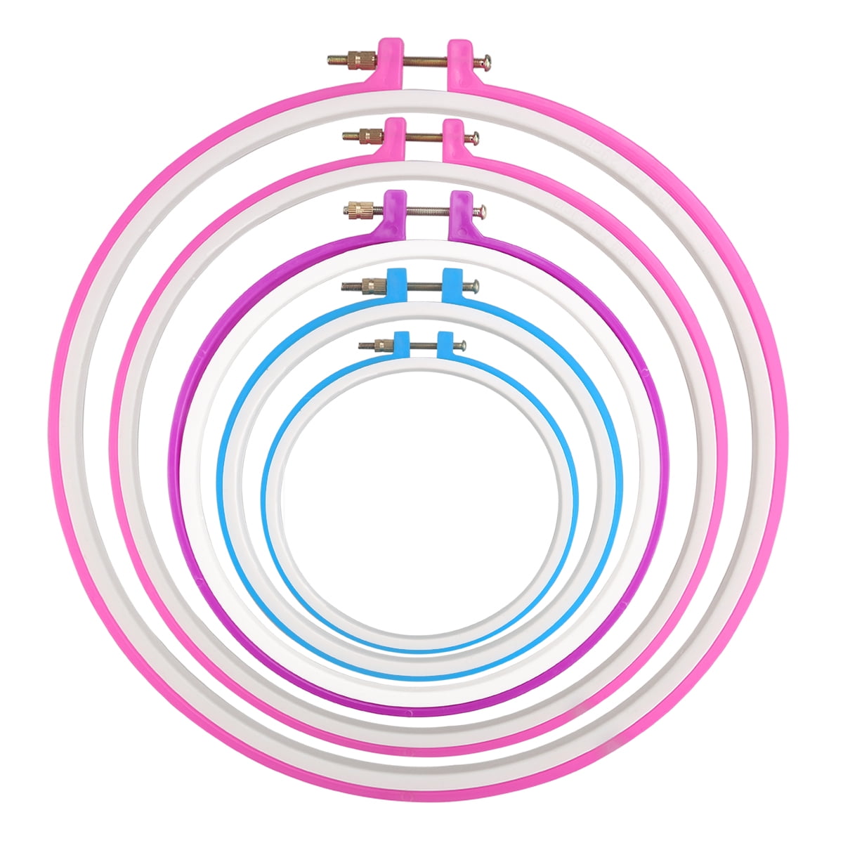 Guangmc 5pc Plastic Embroidery Hoops, 6-11in, Cross Stitch Circle Set ...
