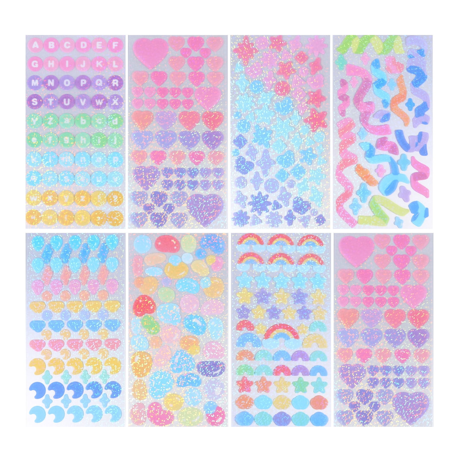 Guangmc 8 Glitter Heart Sticker Self Adhesive Rainbow Label for Laptop ...