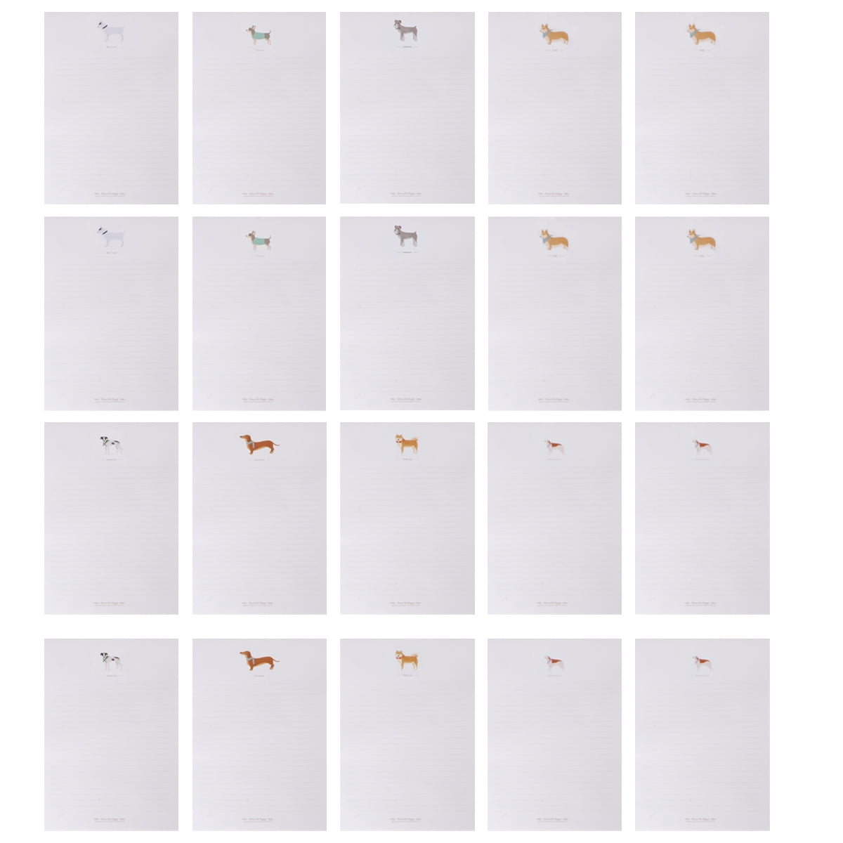 Guangmc 8 Set/80pcs Letter Papers Cartoon Pets Pattern Kraftpaper Dogs ...