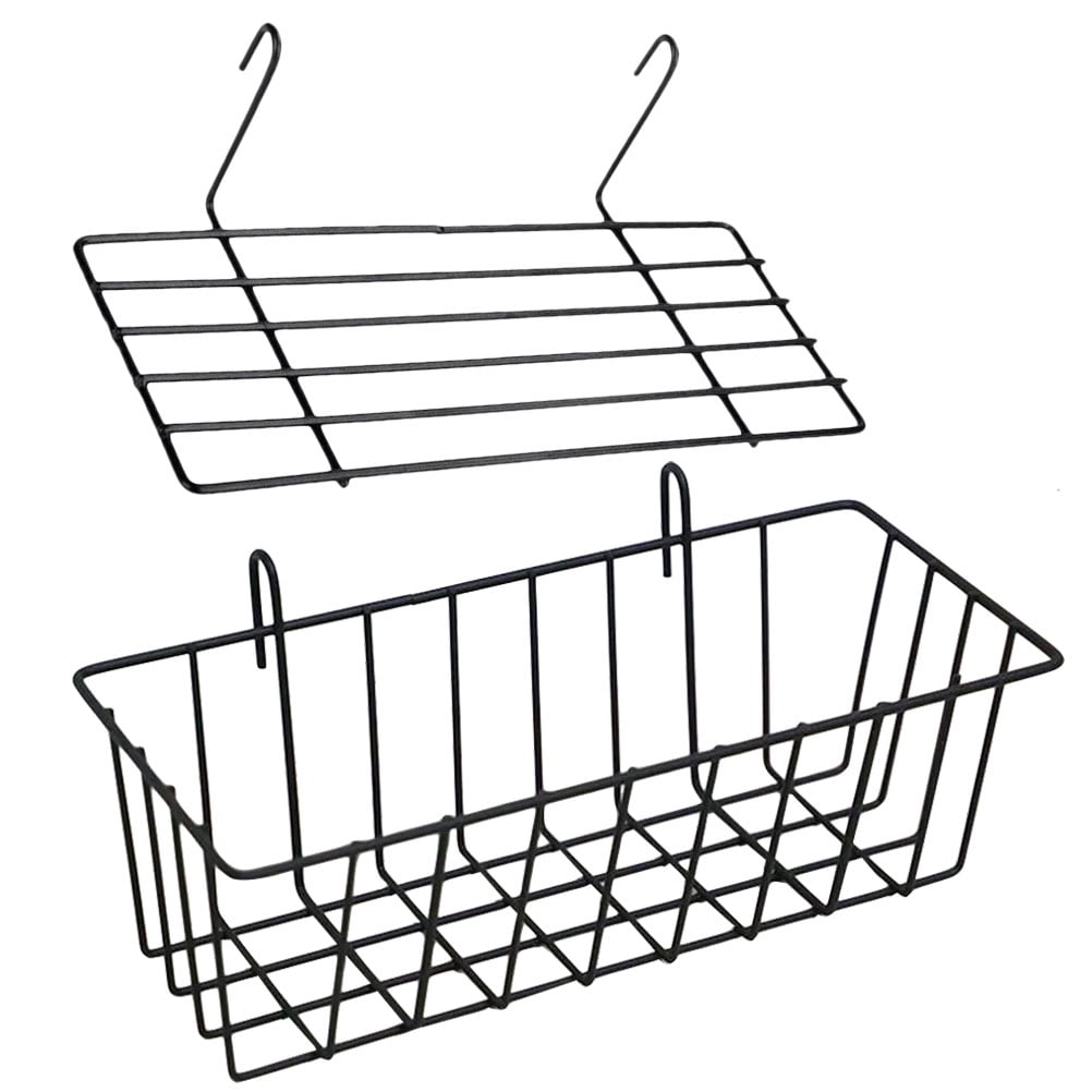 Guangmc Black Hanging Basket Grid Wall Storage with Shelve - Walmart.com