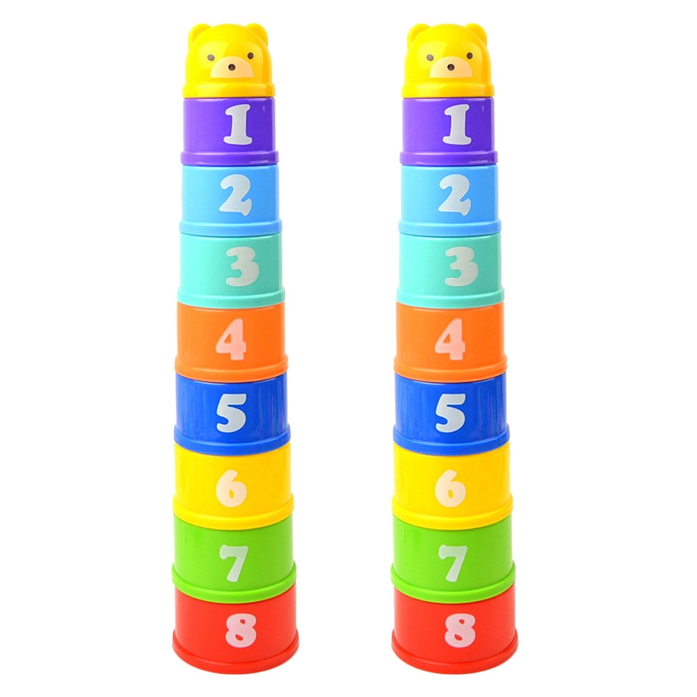 2 Sets Stacking Cup Toys Alphabet Number Games Kids Educational Toys ...