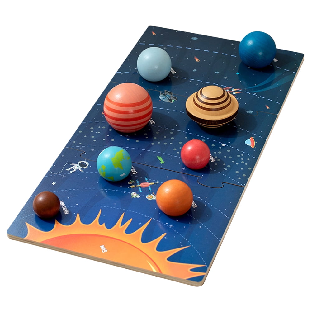 Guangmc Kids Wooden Solar System Puzzle Planets Jigsaw Space Learning ...