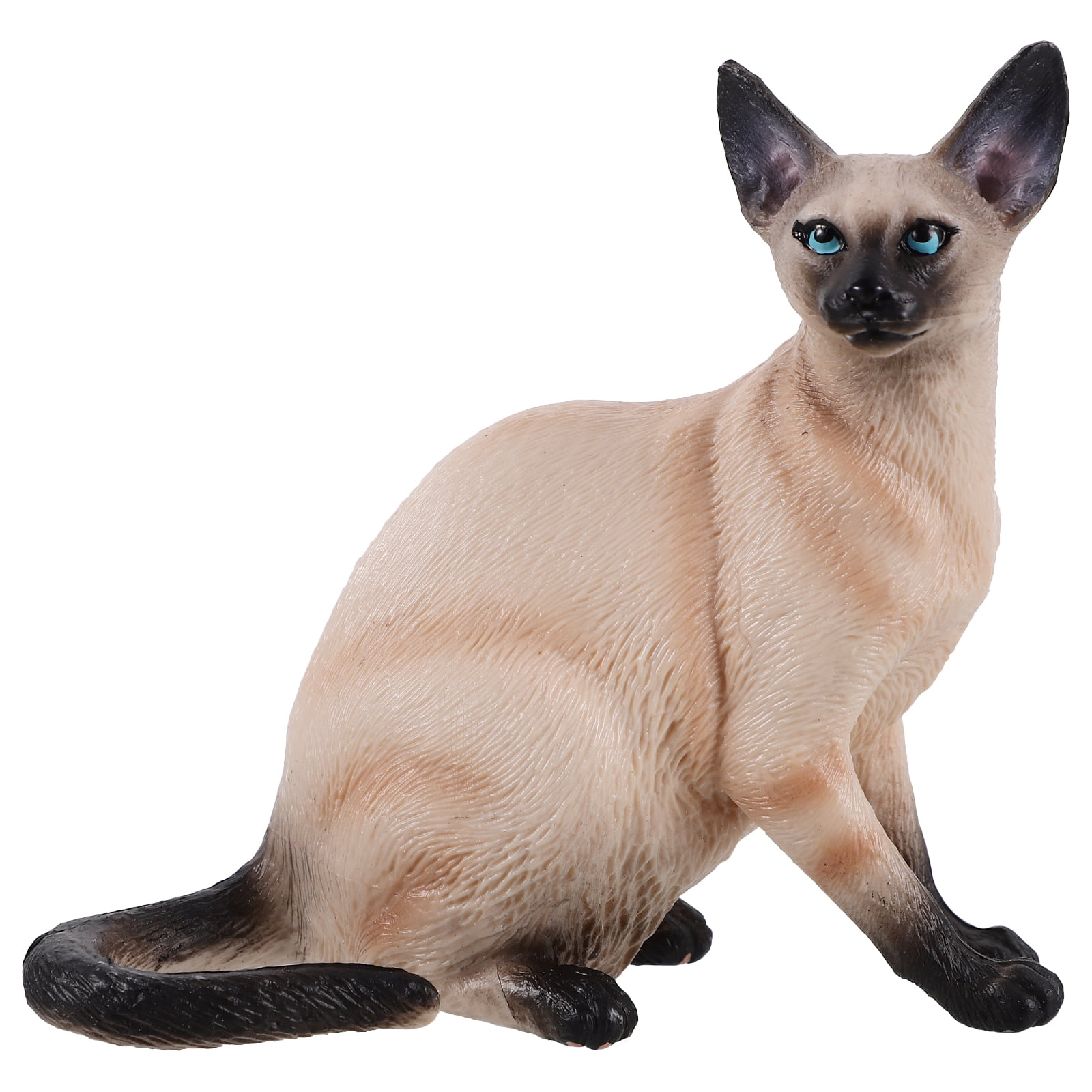 Guangmc Siamese Cat Figurine Realistic Plastic Kitten Statue for Home ...