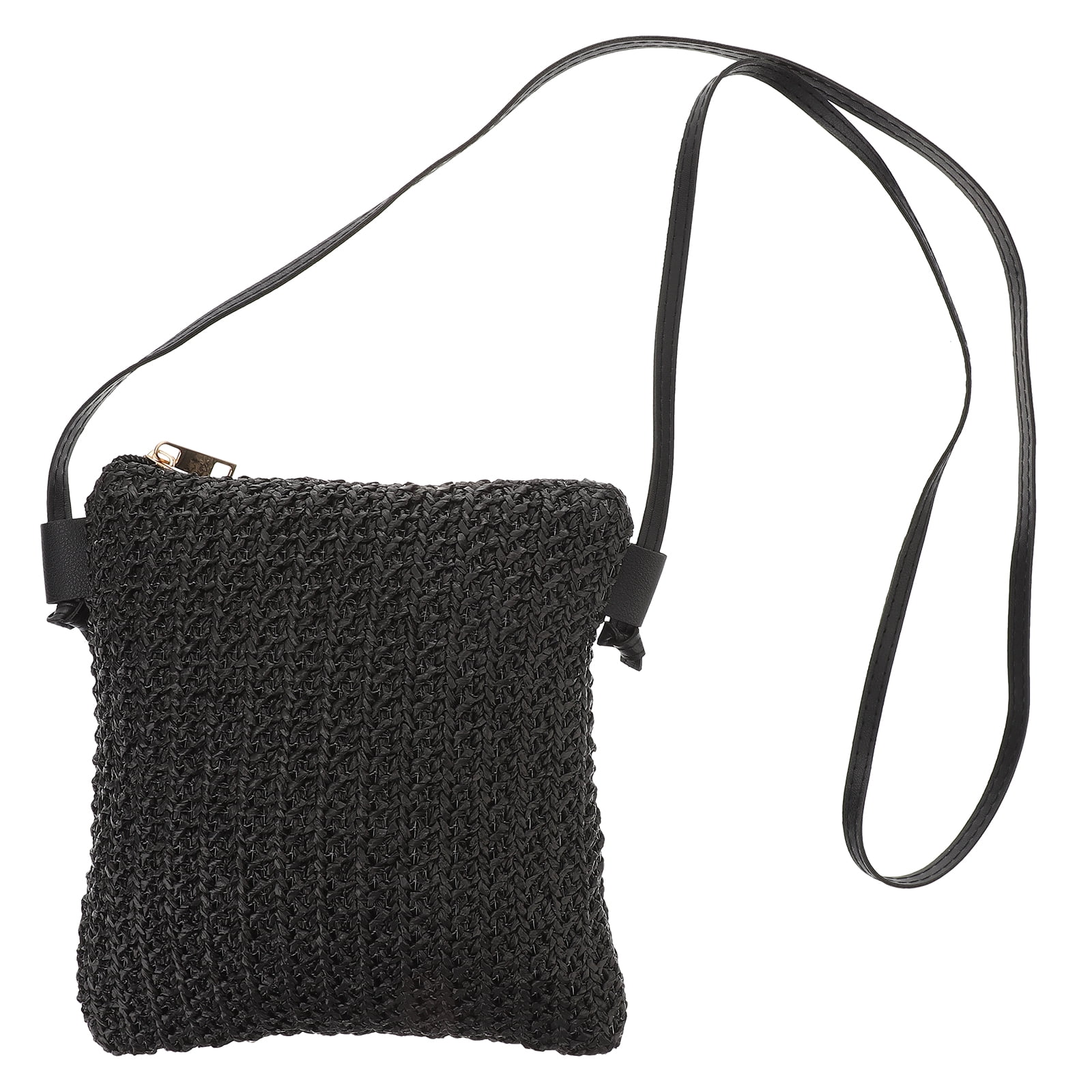 Guangmc Small Black Crossbody Purse Straw Beach Bag Wicker Summer Bag ...