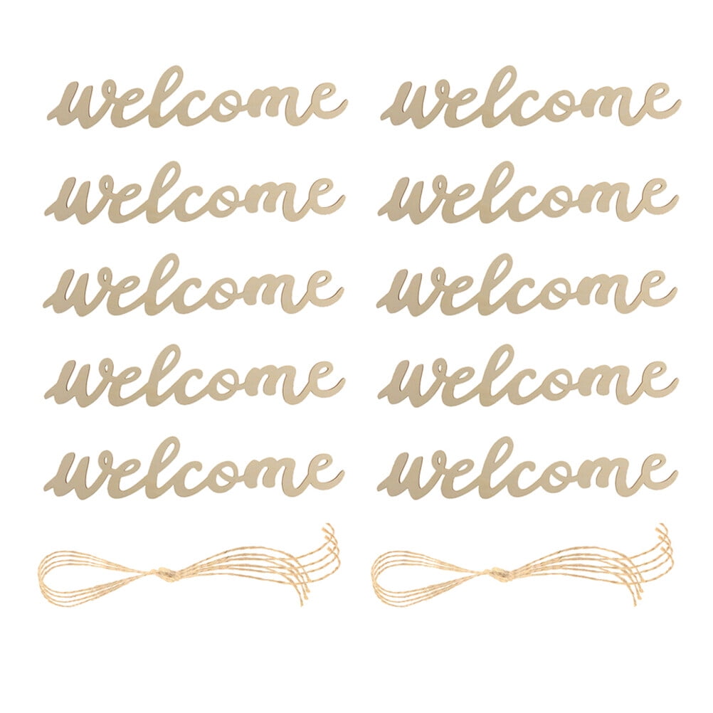 Guangmc Welcome Wood Sign Cutout DIY Block Words Rustic Front Door ...