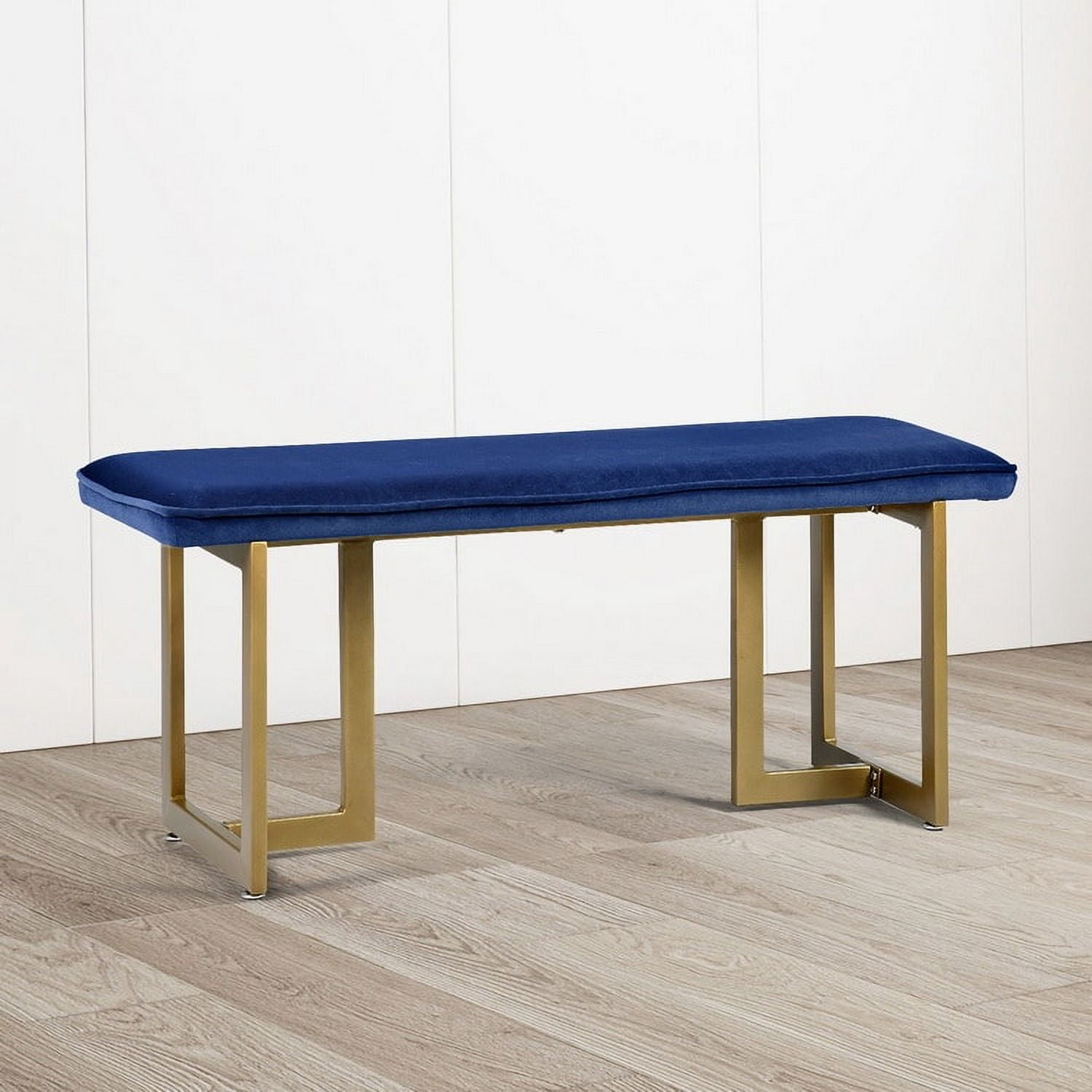 Homycasa Blue Fabric Gold Legs Bench - Walmart.com