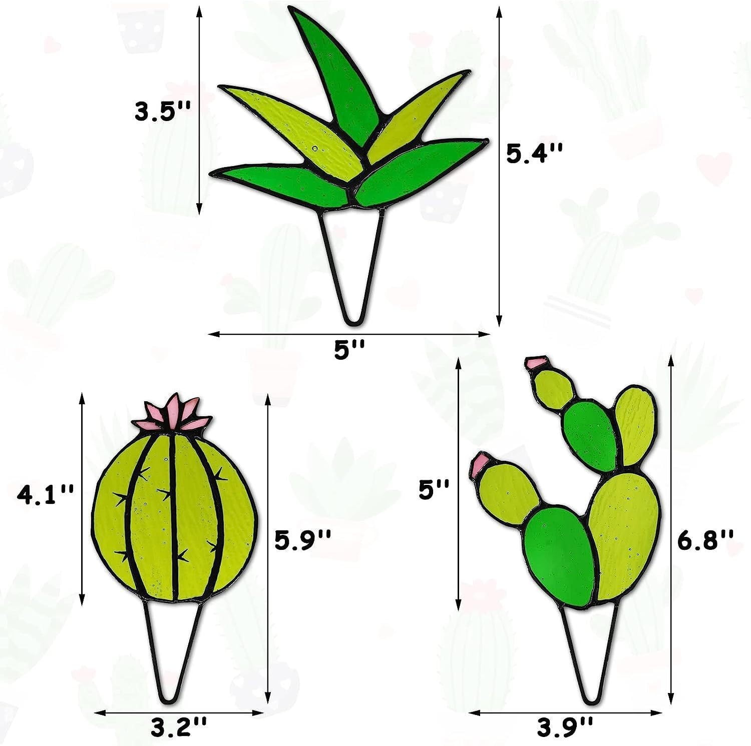 Guanhe 3Pcs Garden Stake Acrylic Colorful Cactus, Garden Cactus Stake ...