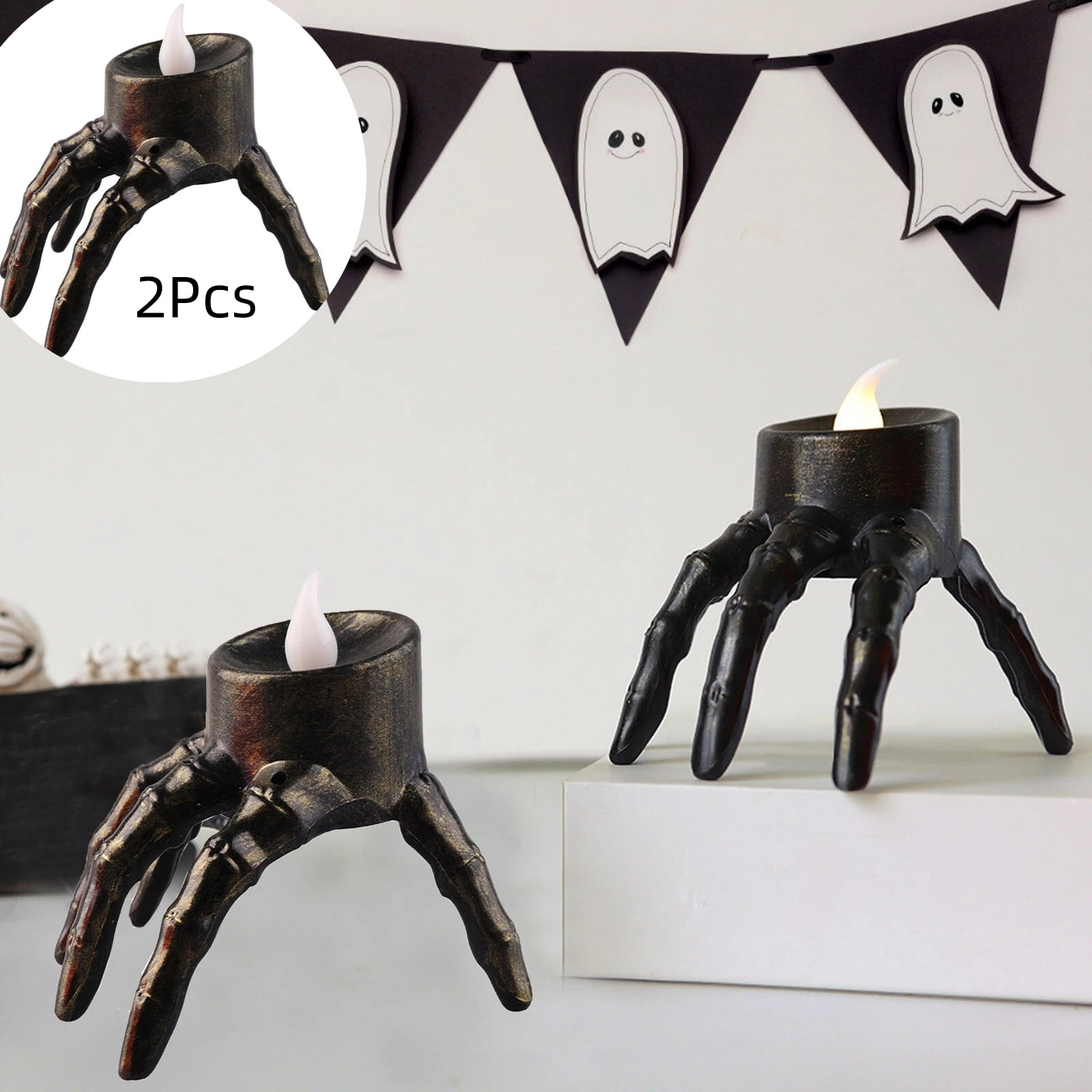 Moocorvic 5Pcs Skeleton Hand Tea Lights Candle Holders for Table Decor ...