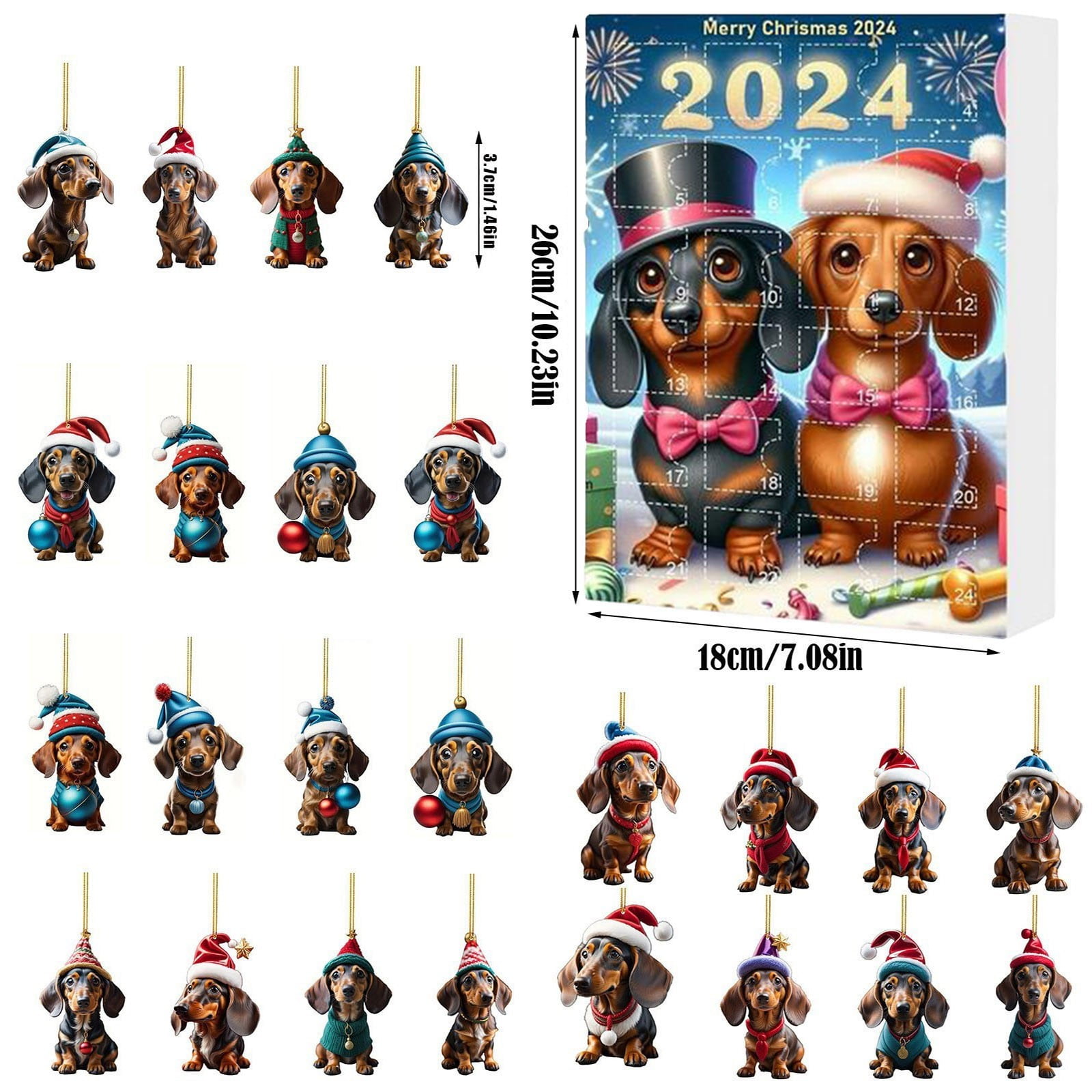 Guanhe Christmas Advent Calendar 2024 Dachshund Dog Figures - Christmas ...