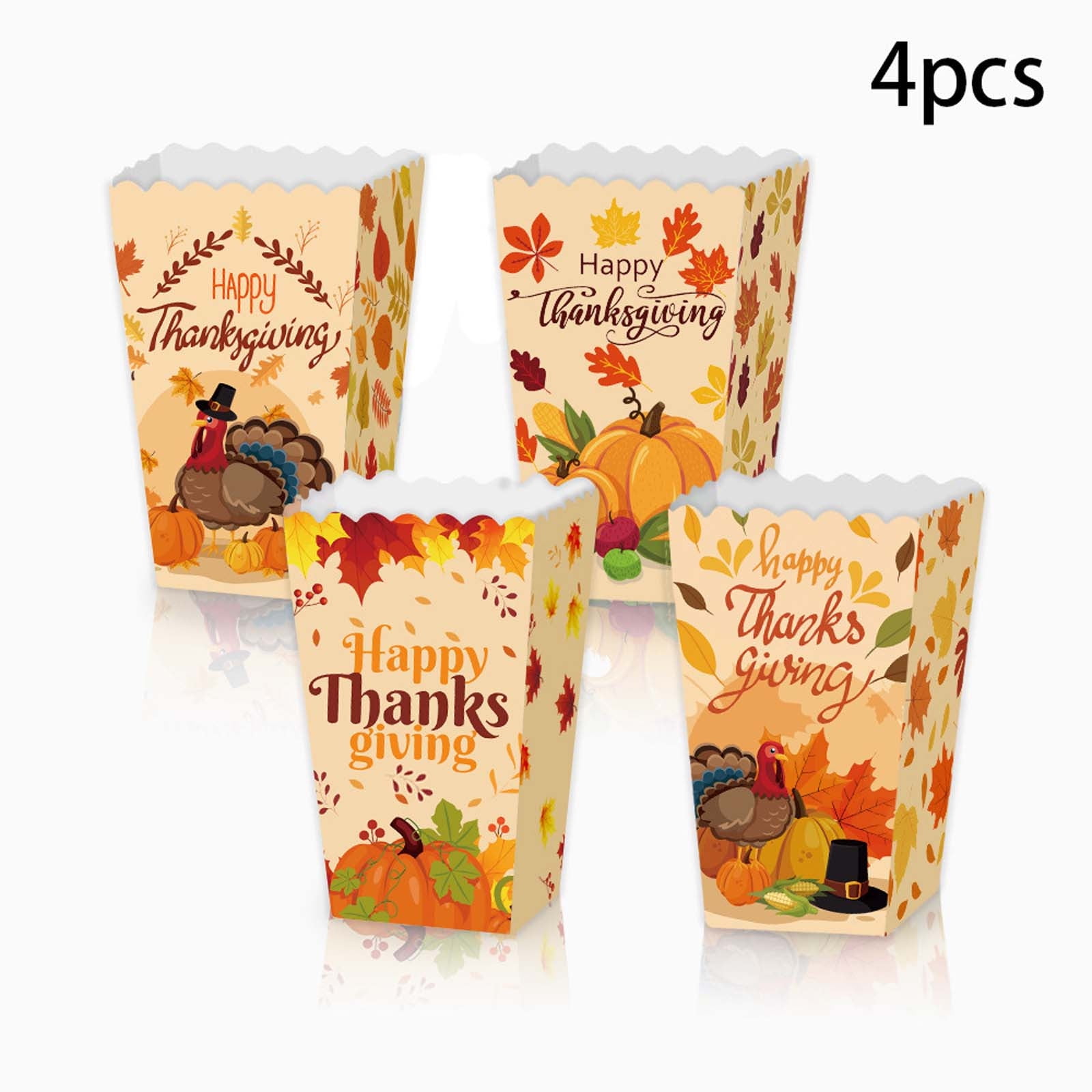 Guanhe Fall Saving!4Pcs Thanksgiving Theme Turkey Snap Model Snack Popcorn Carton Party ...