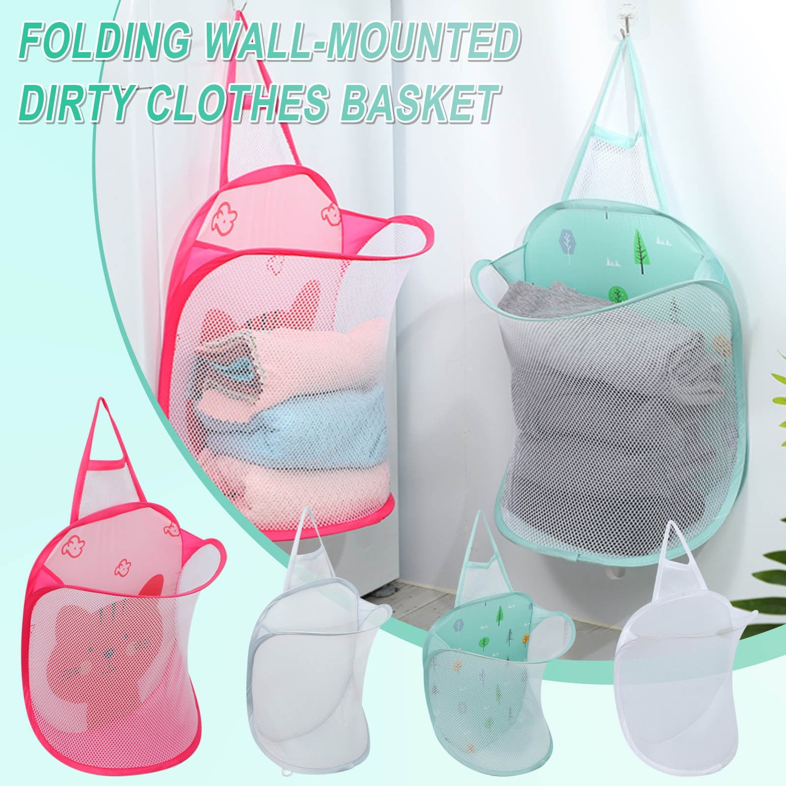 Guanhe Mesh Laundry Basket, Foldable Clothes Washing Hamper with ...