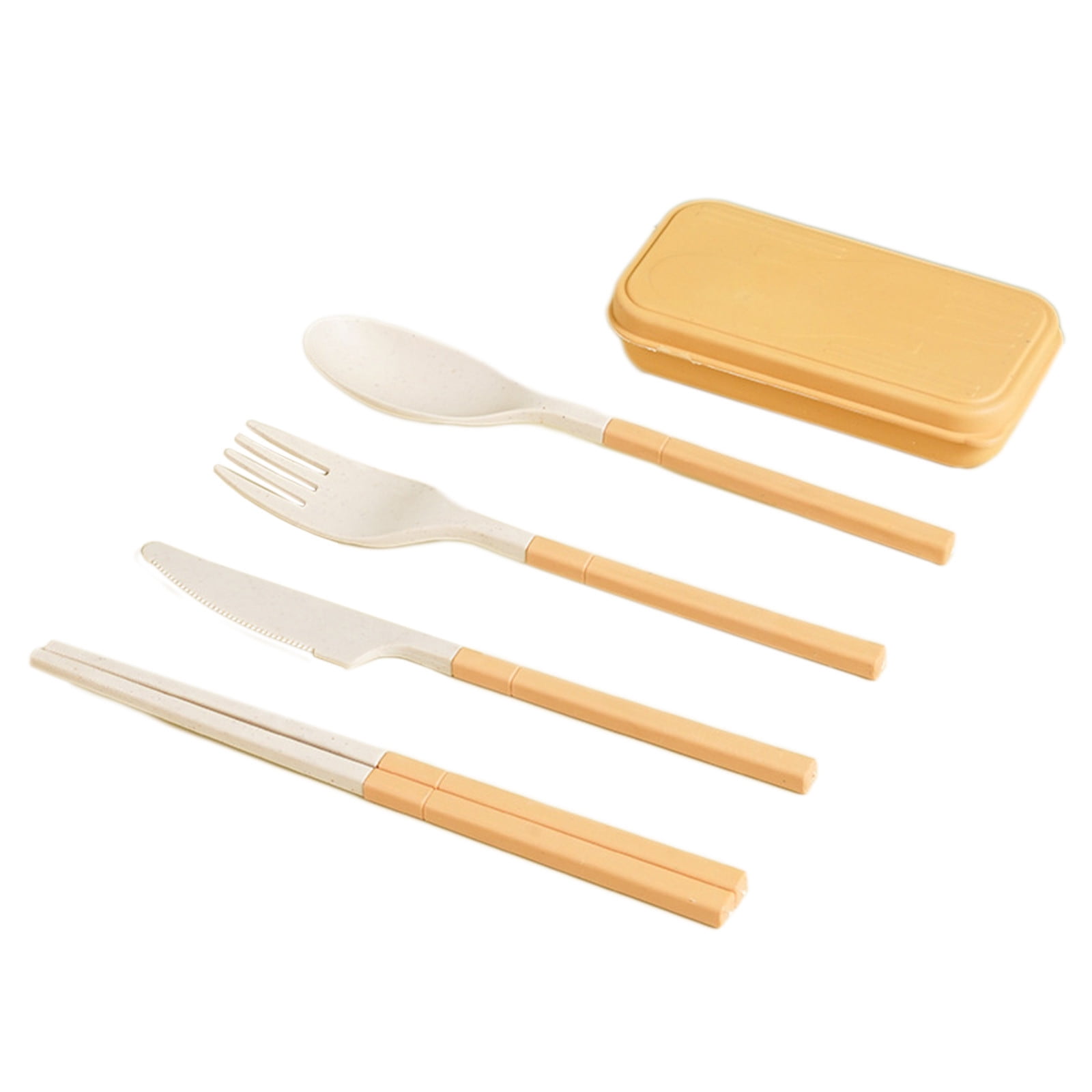 Guanhe Reusable Travel Utensils with Case, 4 Sets Wheat Straw Portable ...