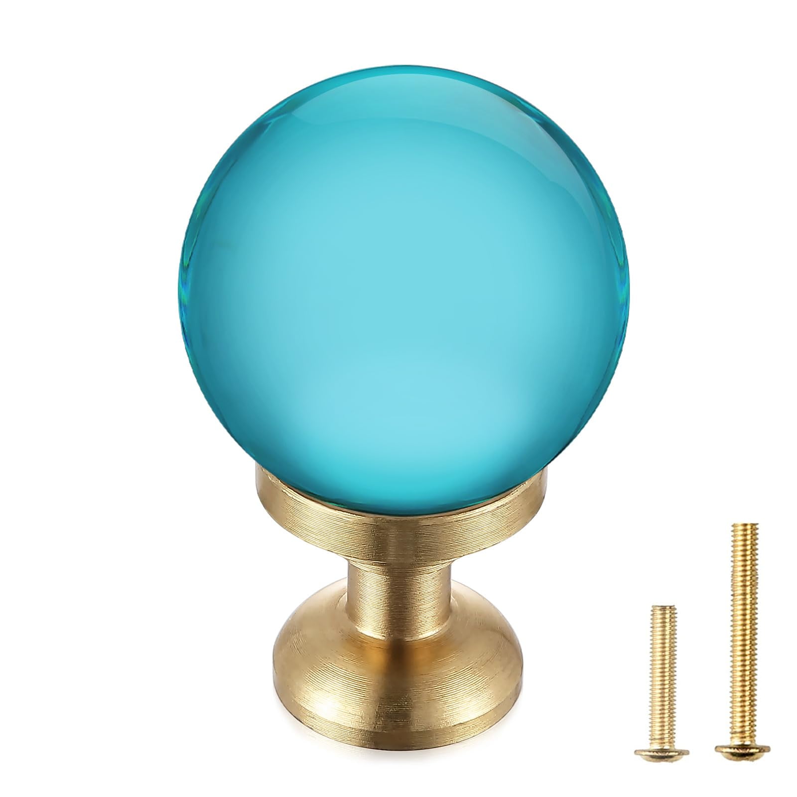 Guank 10-Pack Cabinet Sky Blue Crystal Knobs Solid Brass Base, Drawer Round Beacon Spherical ...
