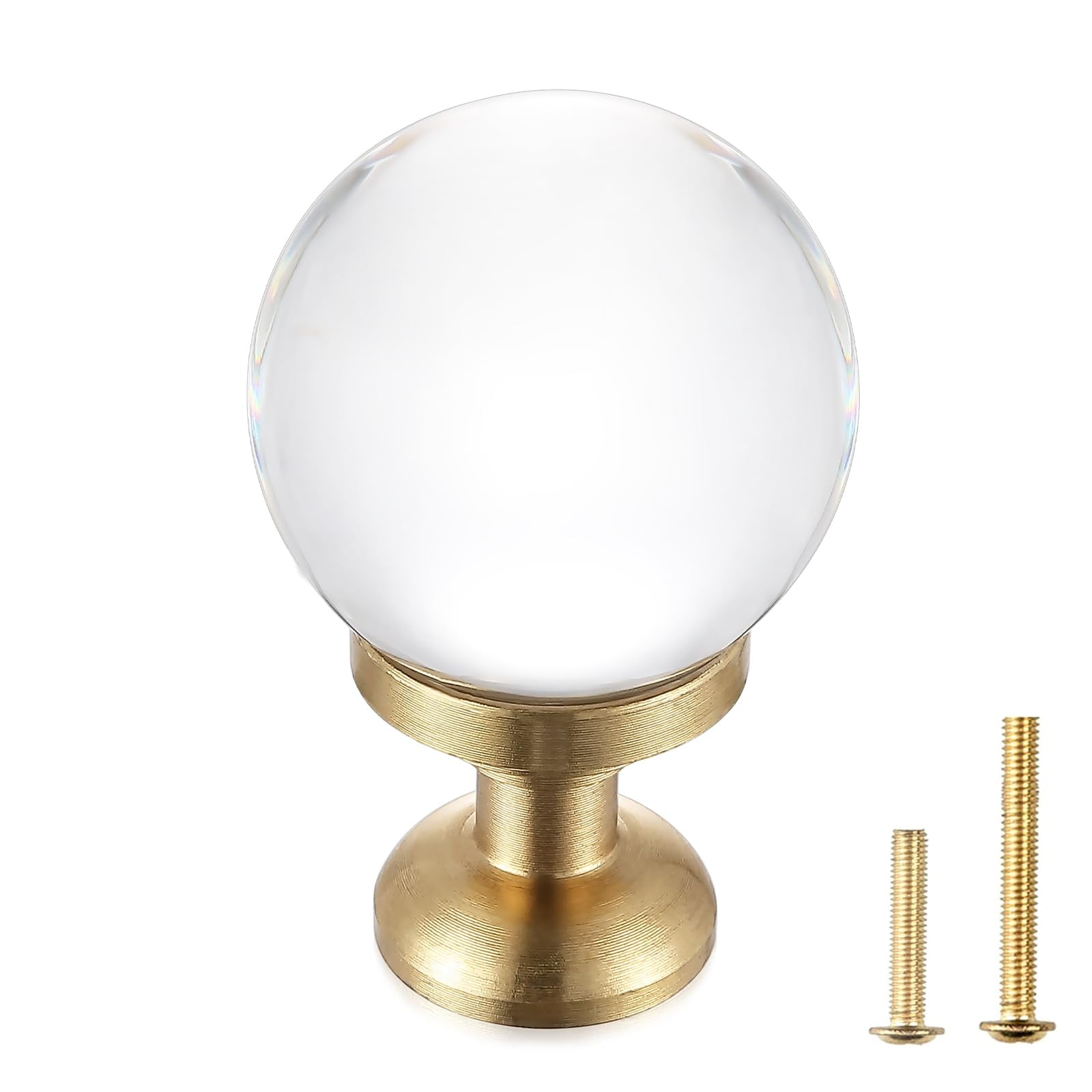 Guank 5-Pack Cabinet Crystal Knobs Solid Brass Base, Drawer Round ...