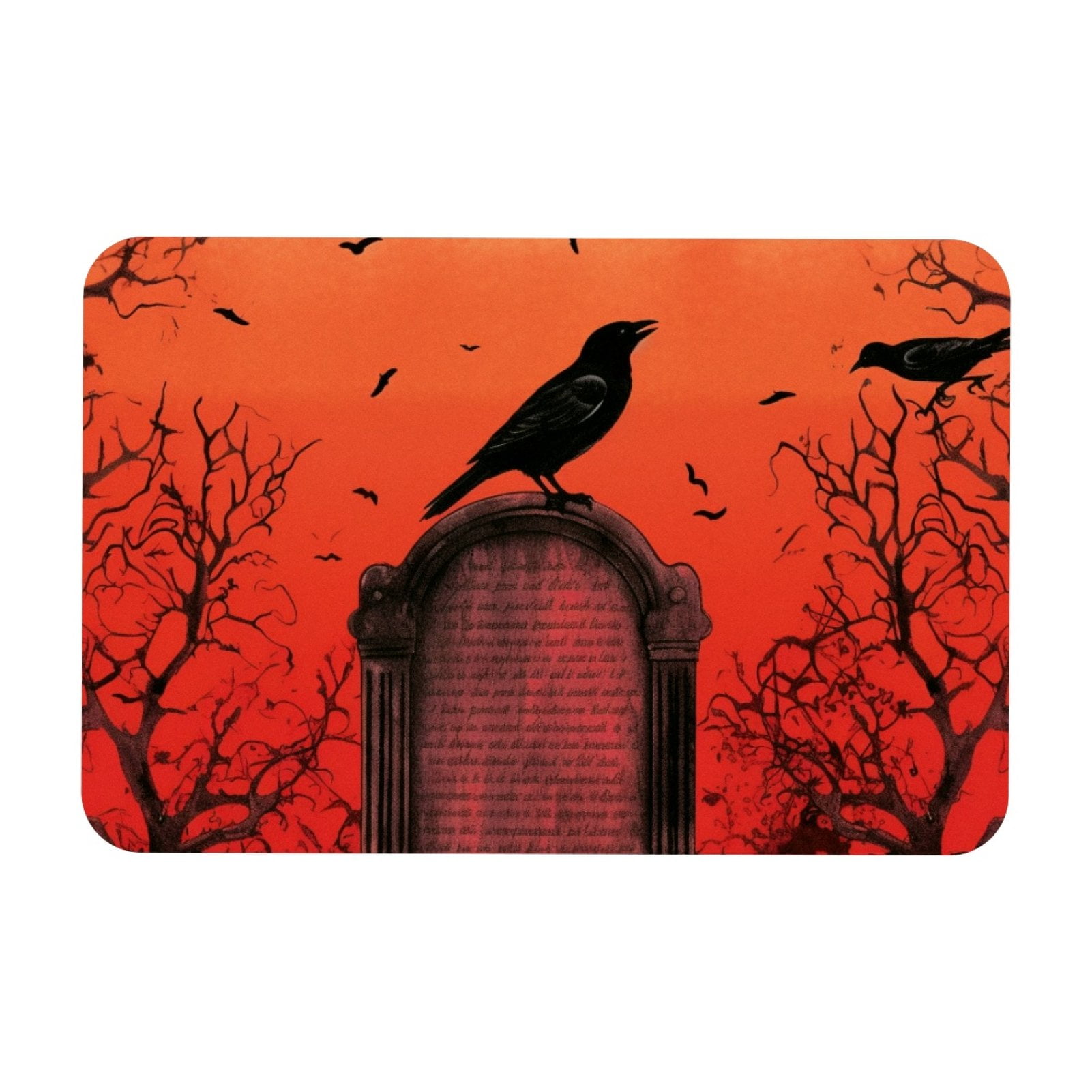 Guantierendiy Halloween Bloody Tombstone Crow Tech Velvet Floor Mat Non ...