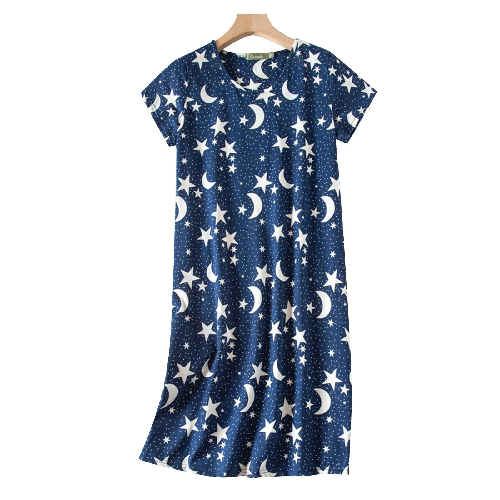 Guanyst Women's Cotton Nightgowns Long Sleeve Above Knee Vivid Print ...