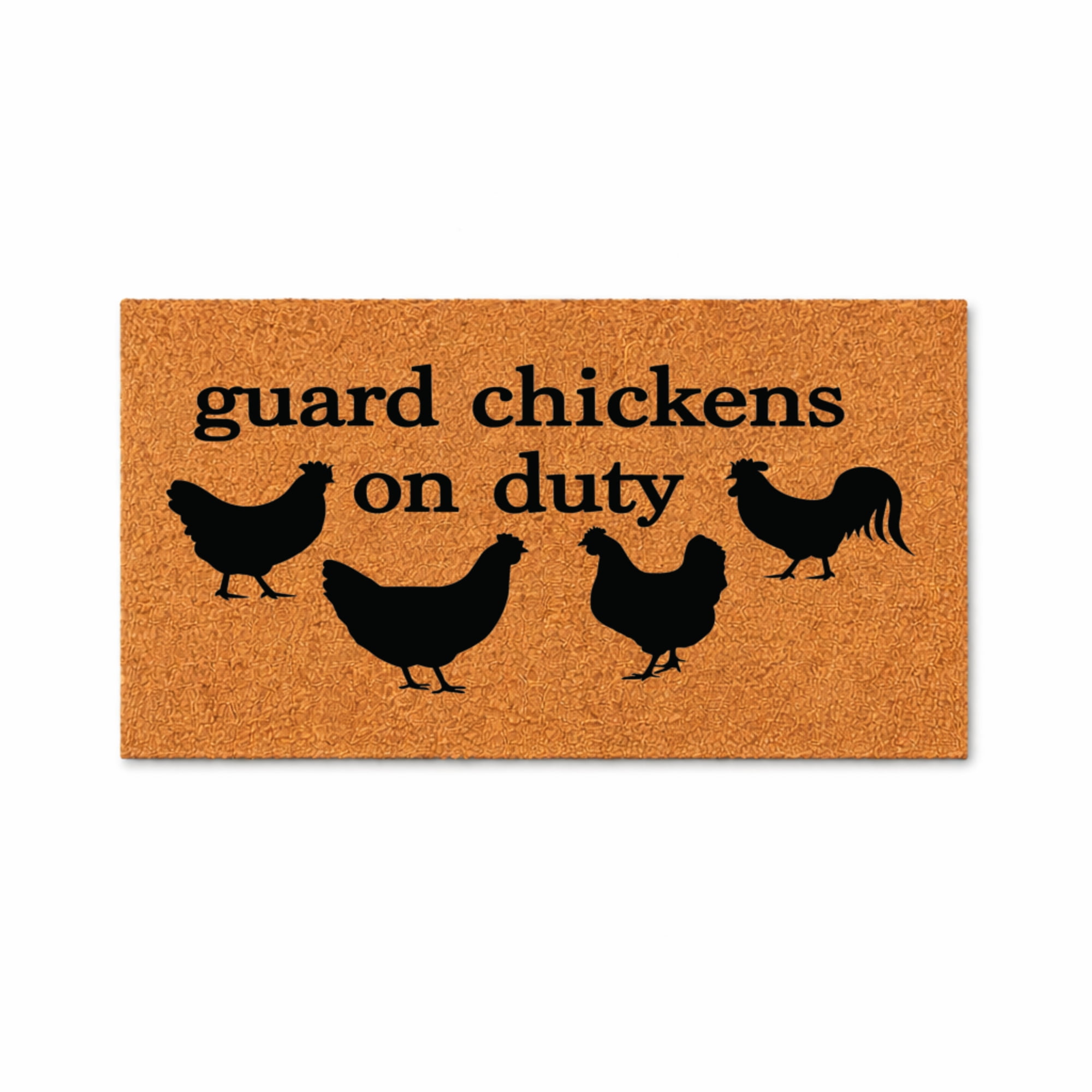 Guard Chickens On Duty Doormat, Funny Chicken Silhouette Welcome Mat ...
