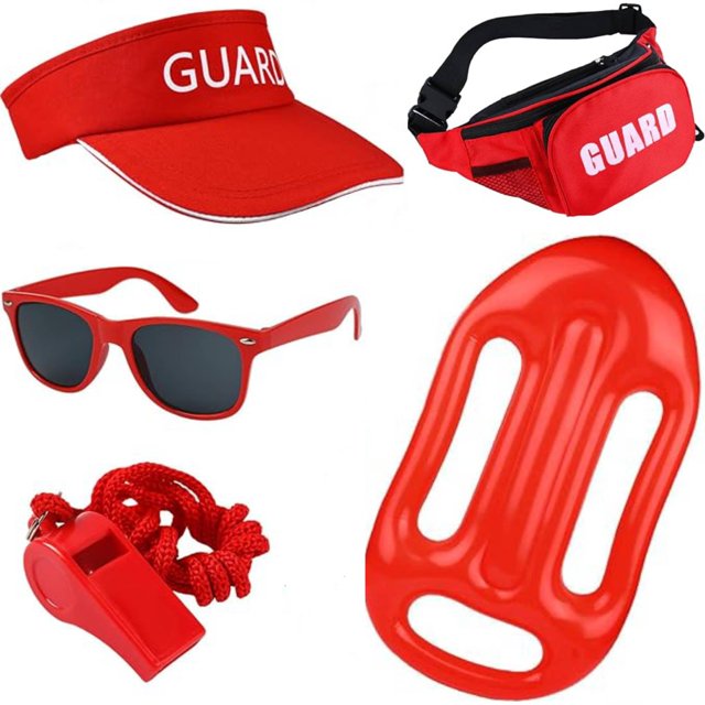 Guard Costume Set: Red Sun Visor Hat, Fanny Pack with First Aid Zipper ...