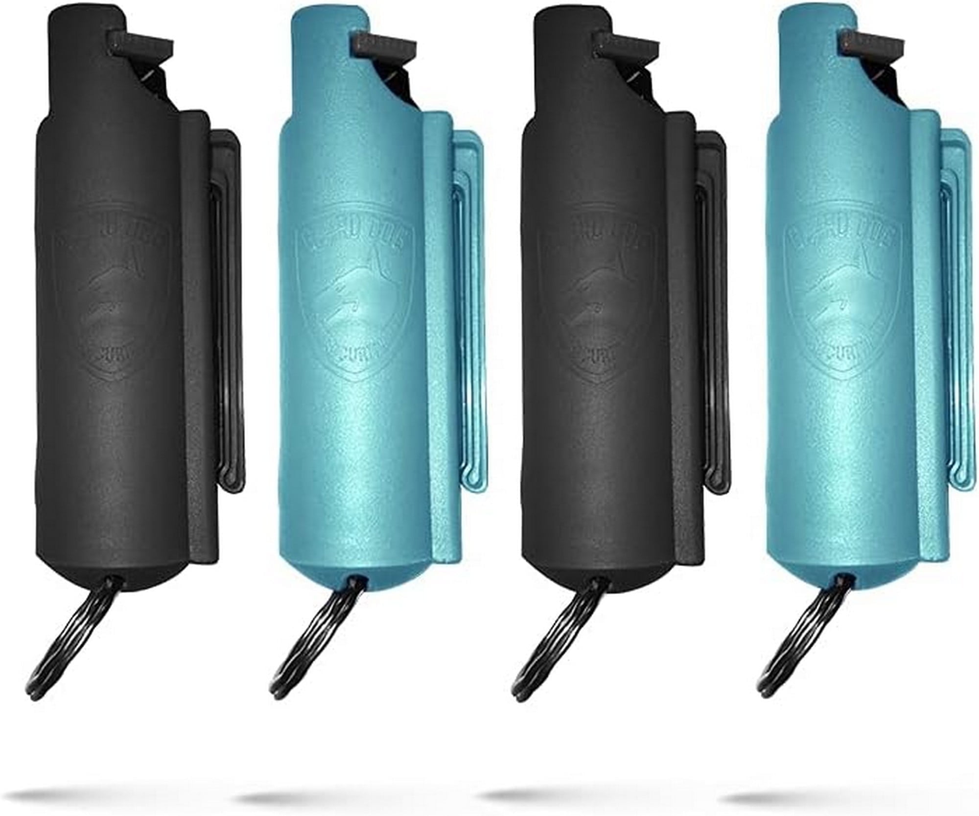 Pepper Spray with Belt Clip, 16 ft Range, 4-Pack Keychain, Black/Blue ...