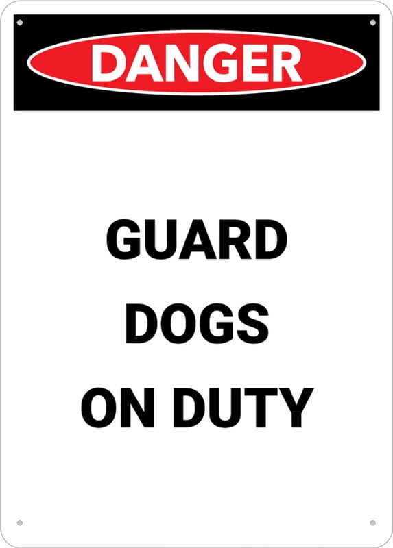 Guard Dogs On Duty Portrait Sign 12X8 Inch Tin Sign Great For Garden ...