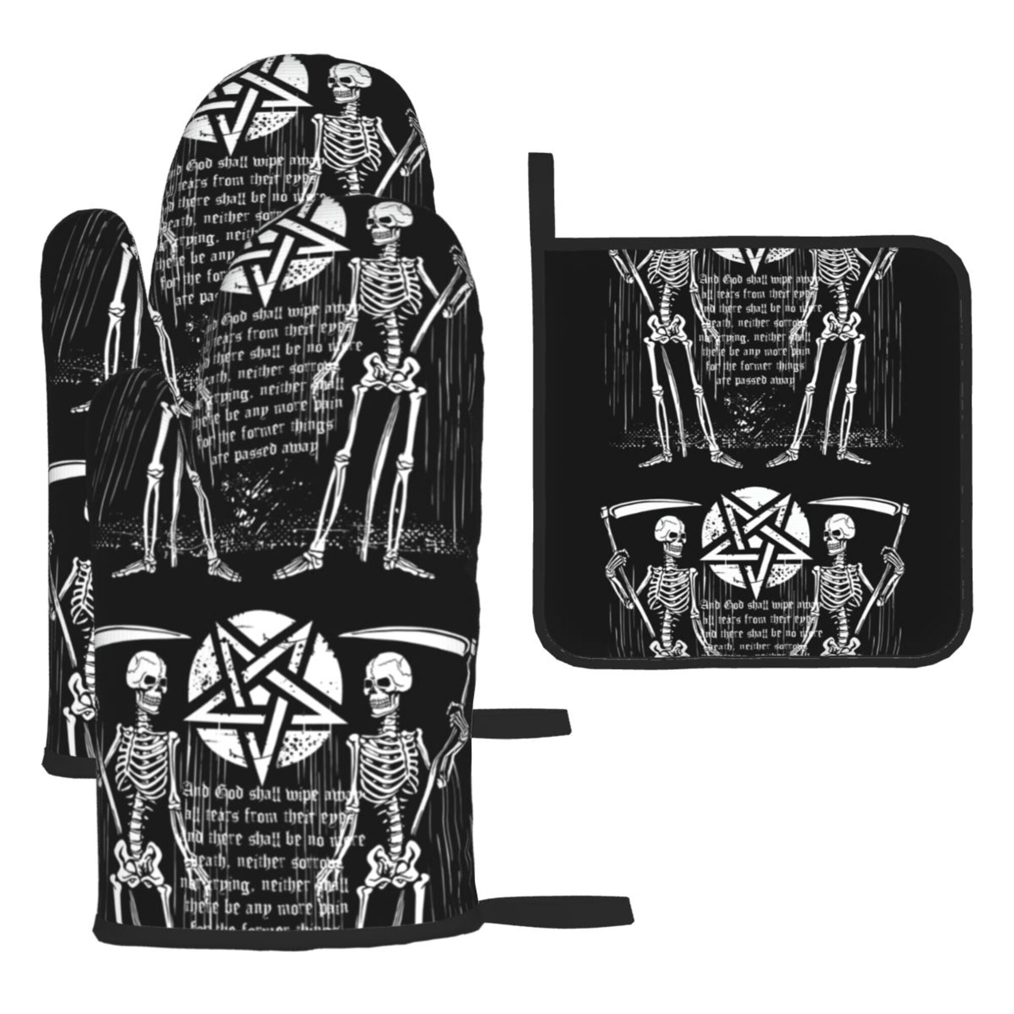 Guard Gothic Design Template Oven Gloves, Pot Clamp Set, Non slip and ...