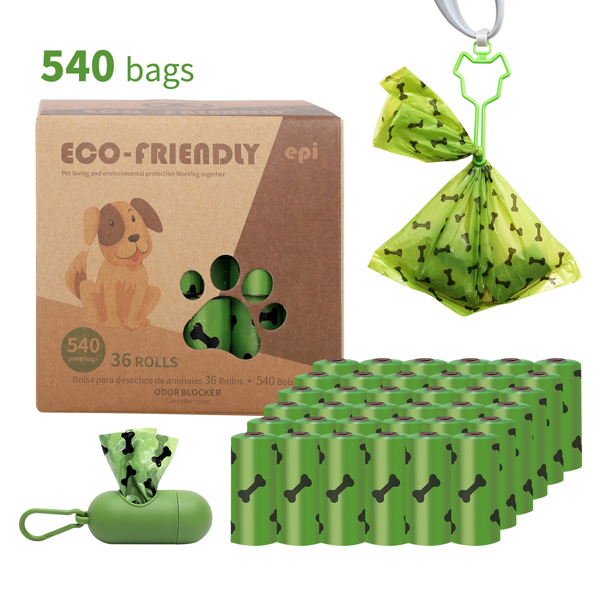 GuardWee 540 Count Biodegradable Dog Poop Bags with Holder and Poop Bag ...
