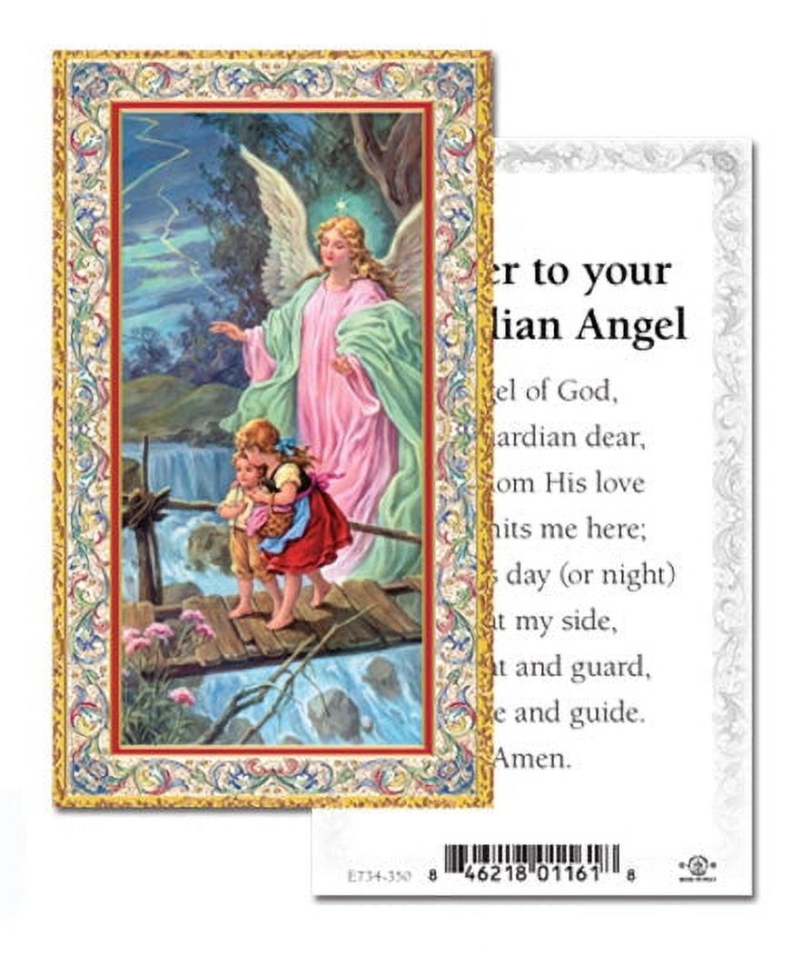 Guardian Angel - Angel of God Gold-Stamped Catholic Prayer Holy Card ...