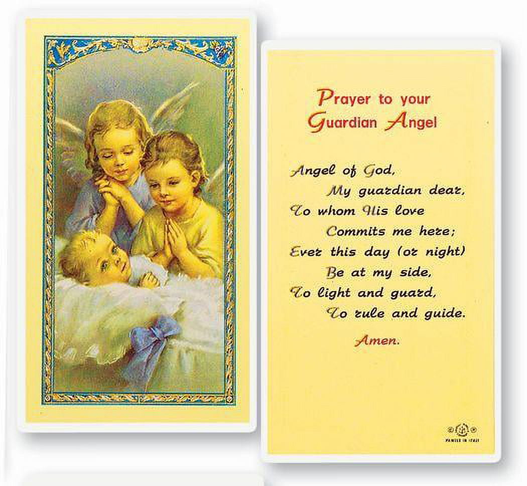 Guardian Angel-Angels of God Laminated Catholic Prayer Holy Card with ...