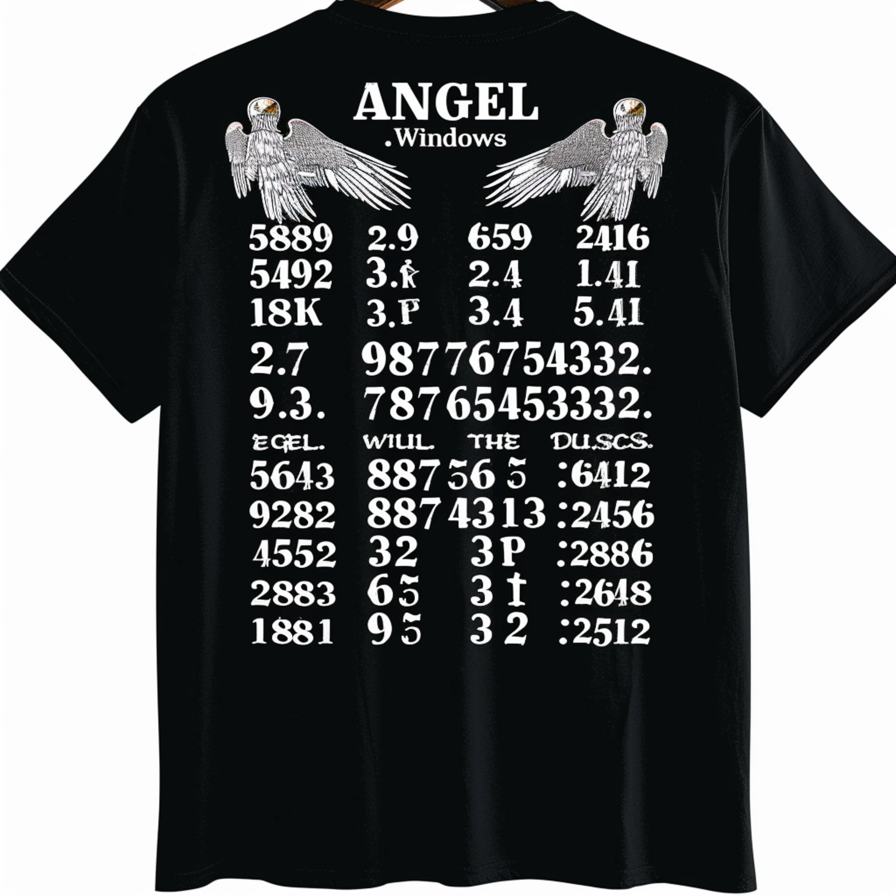 Guardian Angel Black T Shirt with Angelic Figures and Unique Number ...