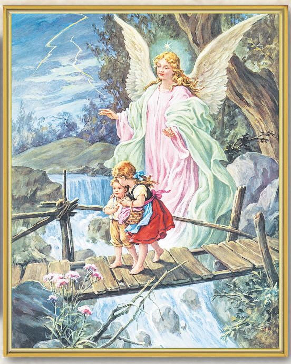 Guardian Angel Crossing the Bridge Picture Framed Plaque Wall Art Decor ...