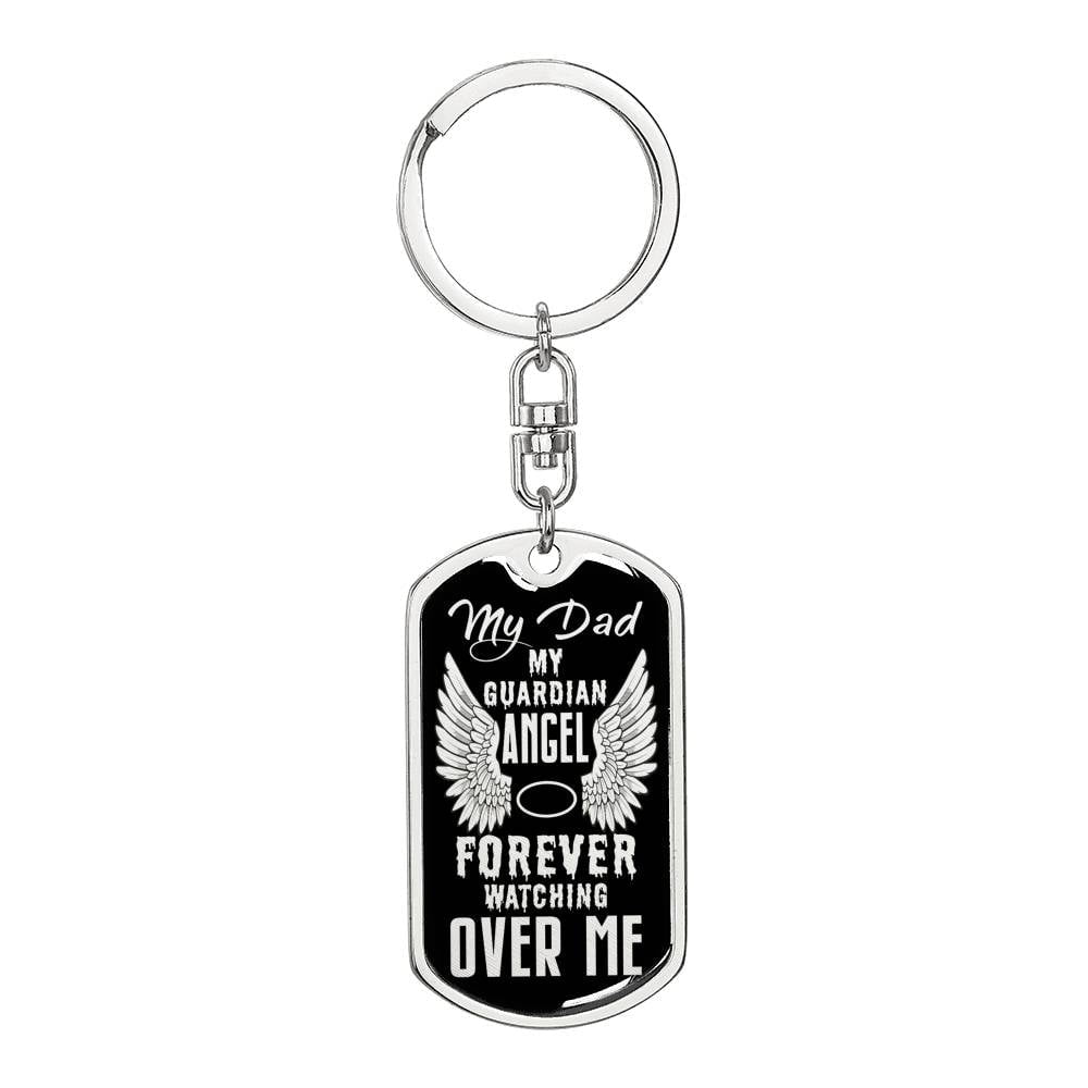 Guardian Angel Dad Stainless Steel or 18k Gold Premium Swivel Dog Tag ...