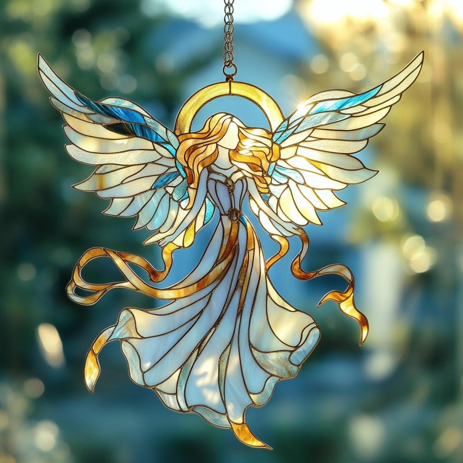Guardian Angel Faux Stained Glass Tree Ornament – Acrylic Christmas ...