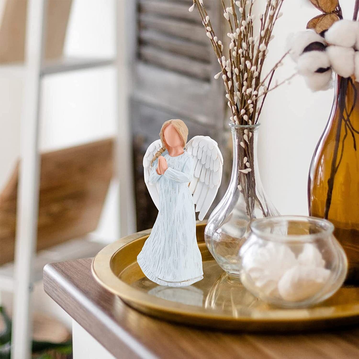 Guardian Angel Figurine Sculpted Hand-Painted Angel Figure of Prayer ...