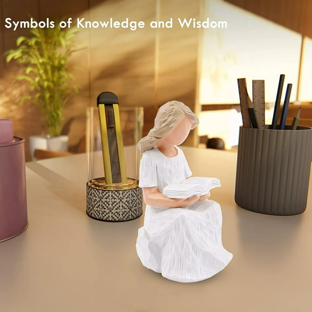 Guardian Angel Figurines Reading Angel Sculpted Hand-Painted Wisdom ...