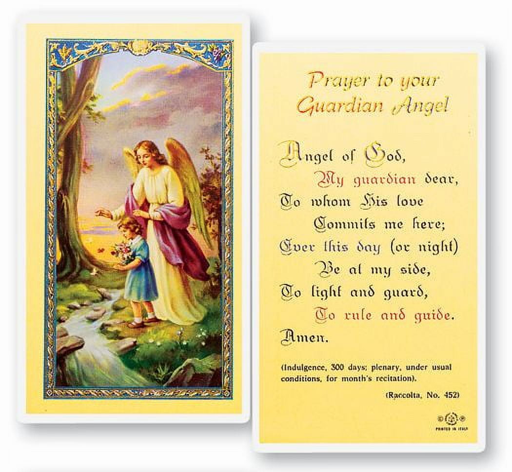 Guardian Angel Girl Laminated Catholic Prayer Holy Card with Prayer on ...