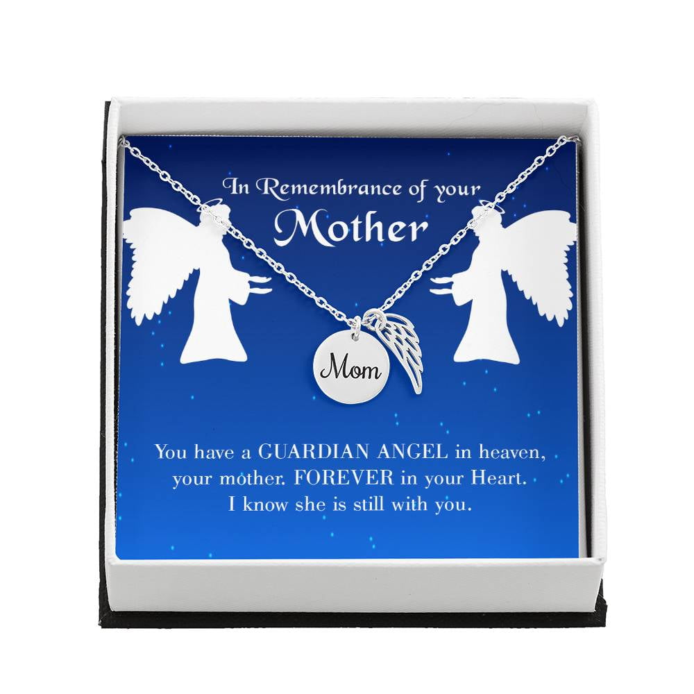 Guardian Angel In Heaven Mom Remembrance Necklace Angel Wing Charm ...