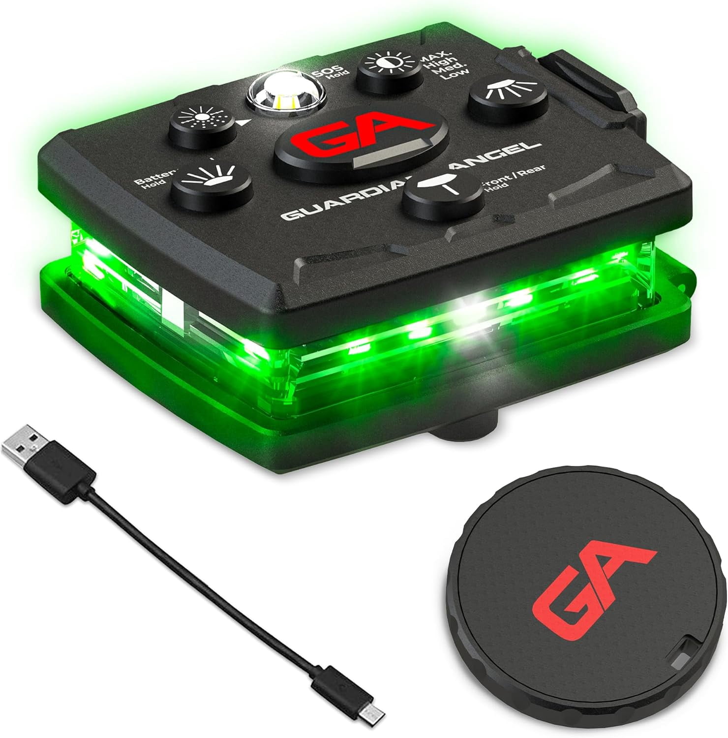 Guardian Angel Micro Series Safety Lights, Beacon Device (Green Front & Green Rear ...